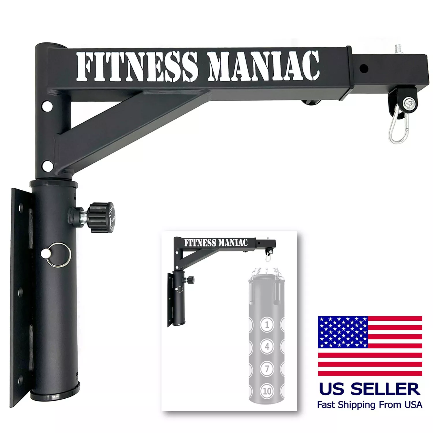 Heavy Punch Bag Hanger Wall Mount Punching Adjustable Boxing Bracket ...