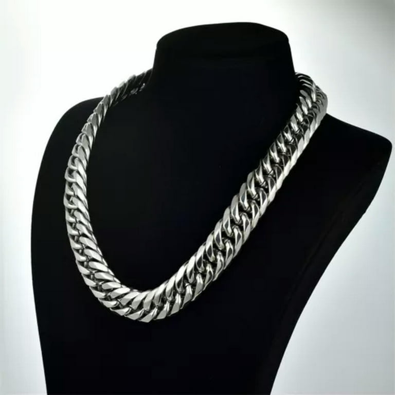 Heavy Punk Mens Stainless Steel Cuban Curb Link Chain Necklace Silver 19mm 22mm Walmart