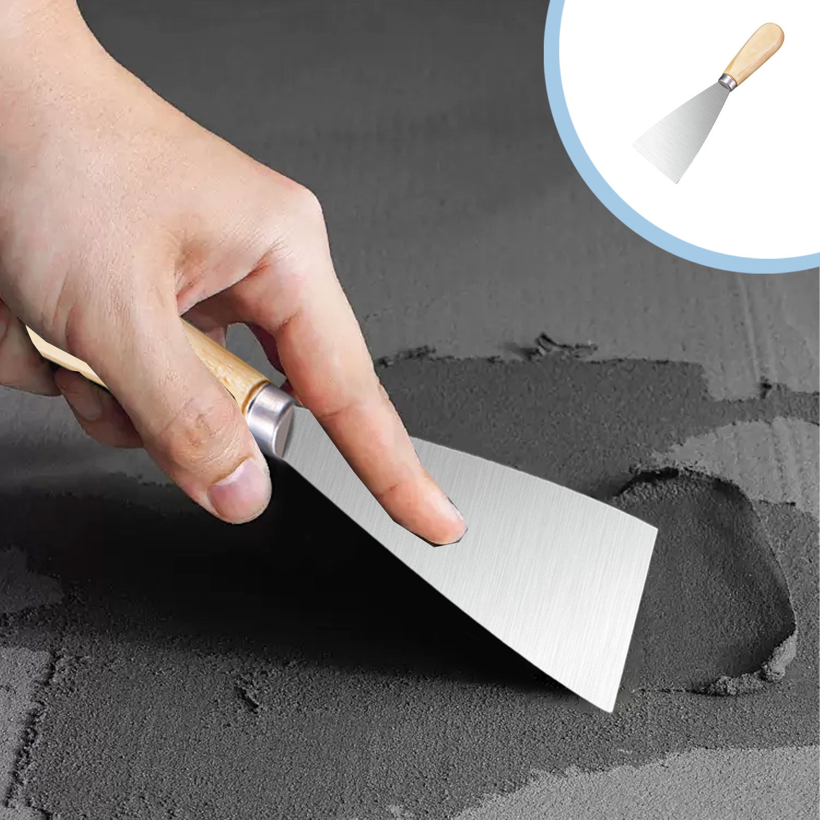 Heavy- Putty knife,5 inches(about 12.7 cm) metal scraper,wooden handle ...