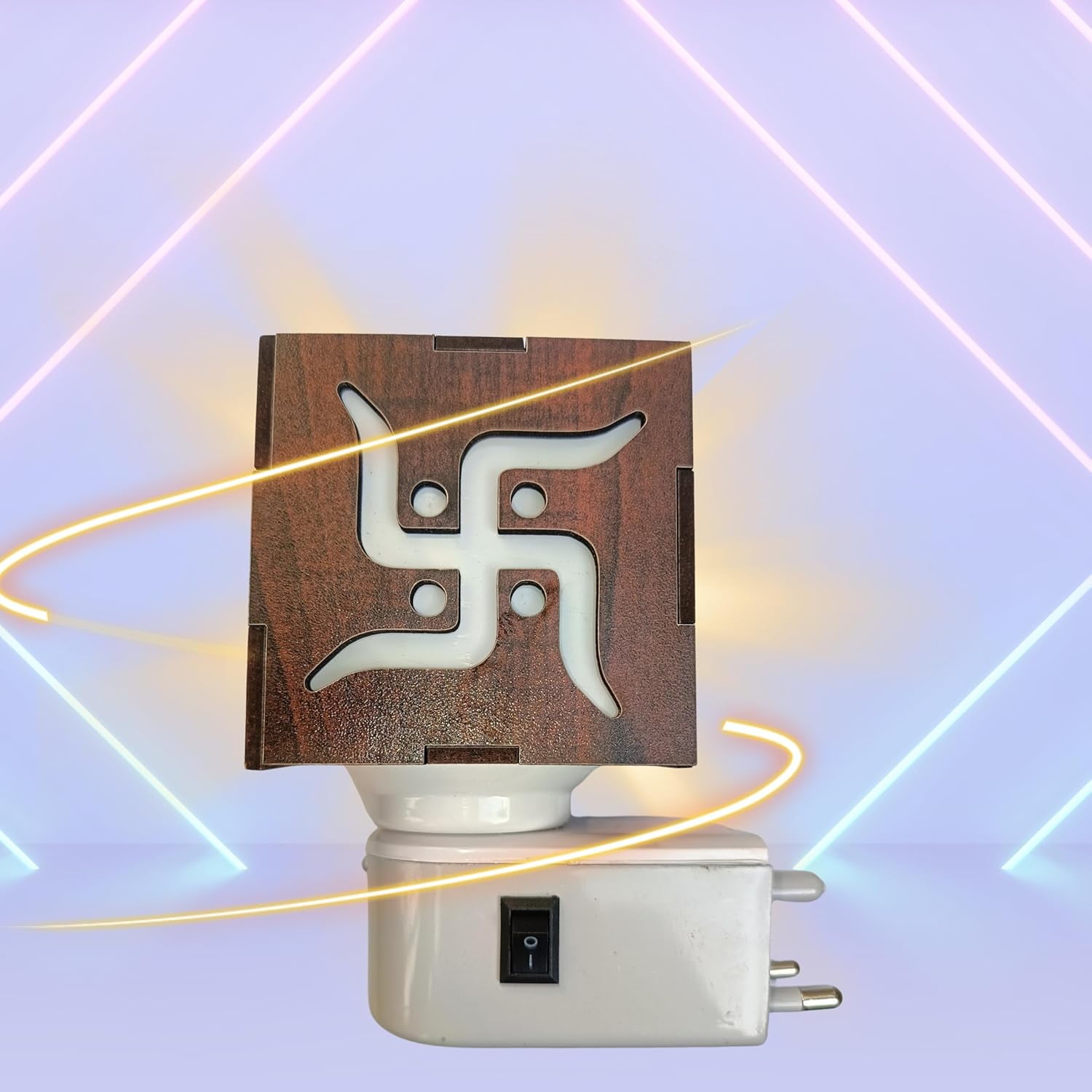 Heavy Quality Wooden Texture Swastik Diffuser Lamp Multipurpose Lamp ...