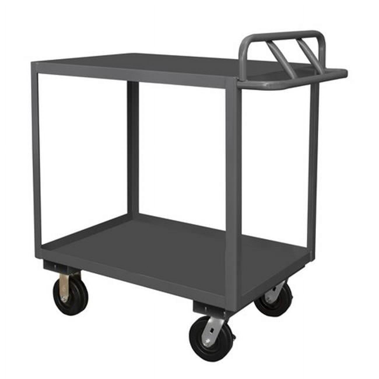 Heavy Rolling Stock Cart with Ergonomic Handle Top Shelf - Gray - 30in ...