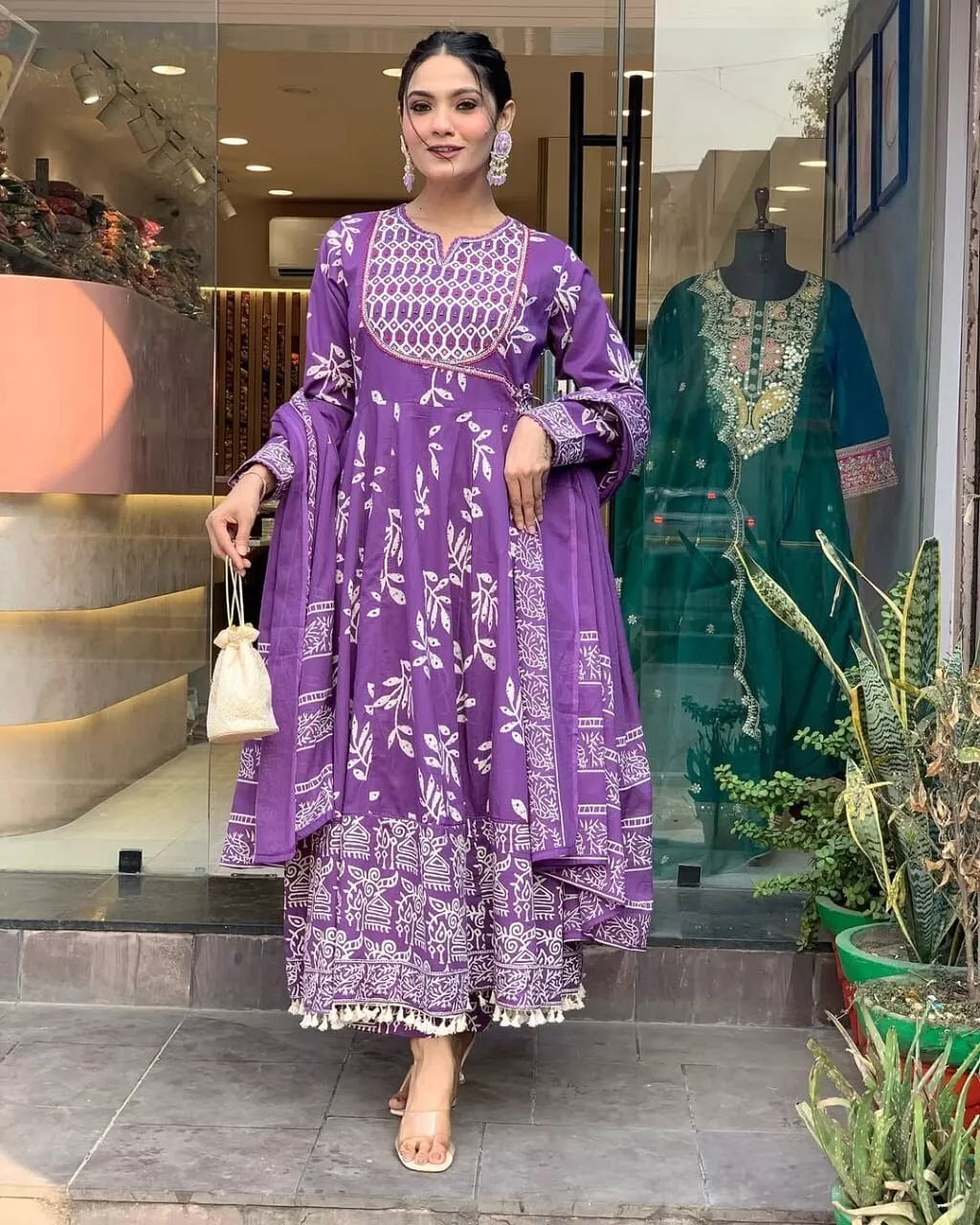 Heavy Sequin & Katli Work Anarkali Angrakha 3pcs Kurti Set with Dupatta ...