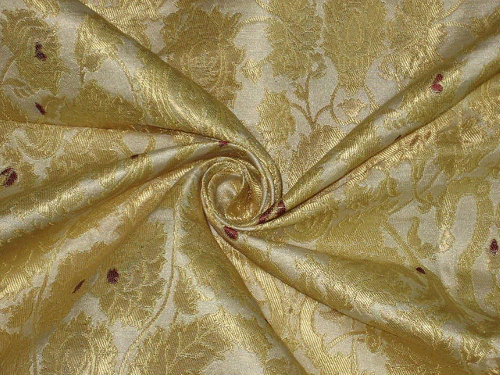 Heavy Silk Brocade Fabric Metallic Gold,Red amp; Cream - Walmart.com