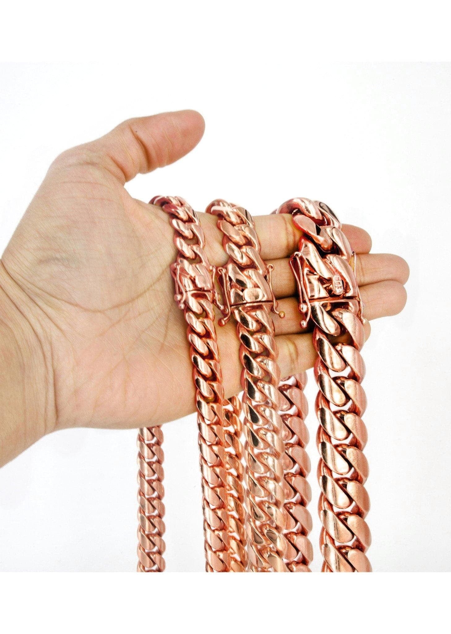 Heavy Solid Rose Gold Miami Cuban Link Chain Customizable (10MM-20MM ...