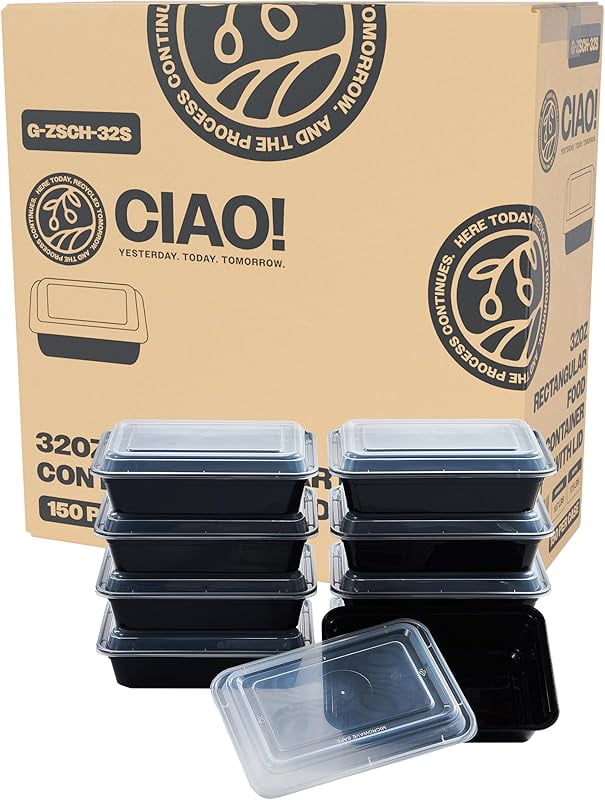 Heavy Weight 32oz Injection Molded Microwavable Black Rectangular Food ...