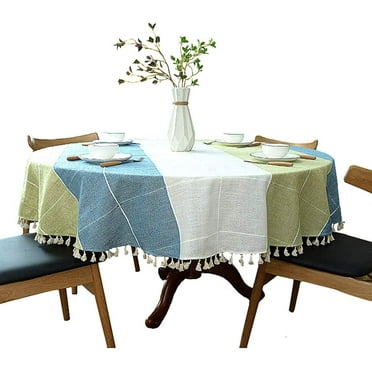 Stitching Tassel Square Tablecloth Heavy Weight Cotton Linen Table ...