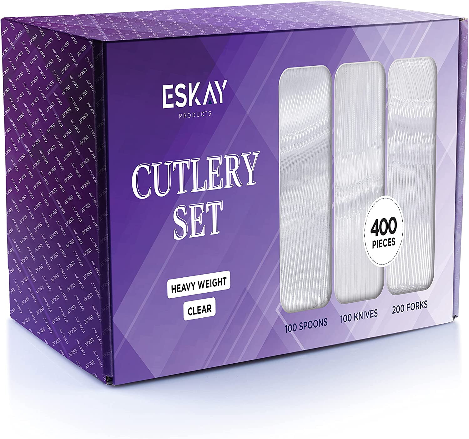 Heavy Weight Plastic Silverware Set - 200 Plastic Forks, 100 Plastic ...