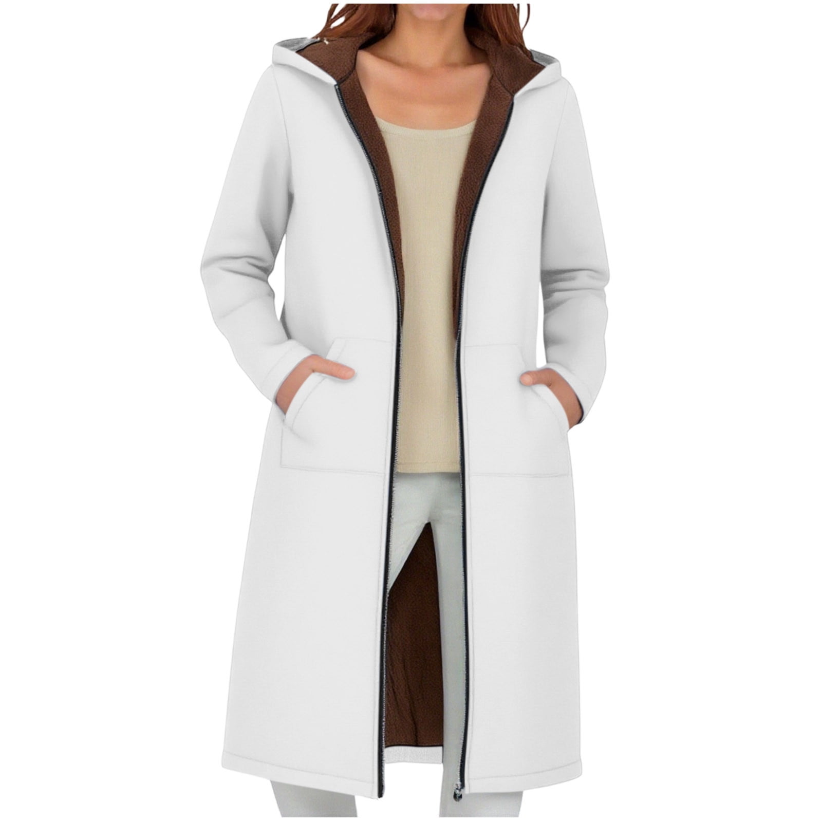 Heavy Winter Jackets Women's Long Sleeved Composite Velvet Hooded ...