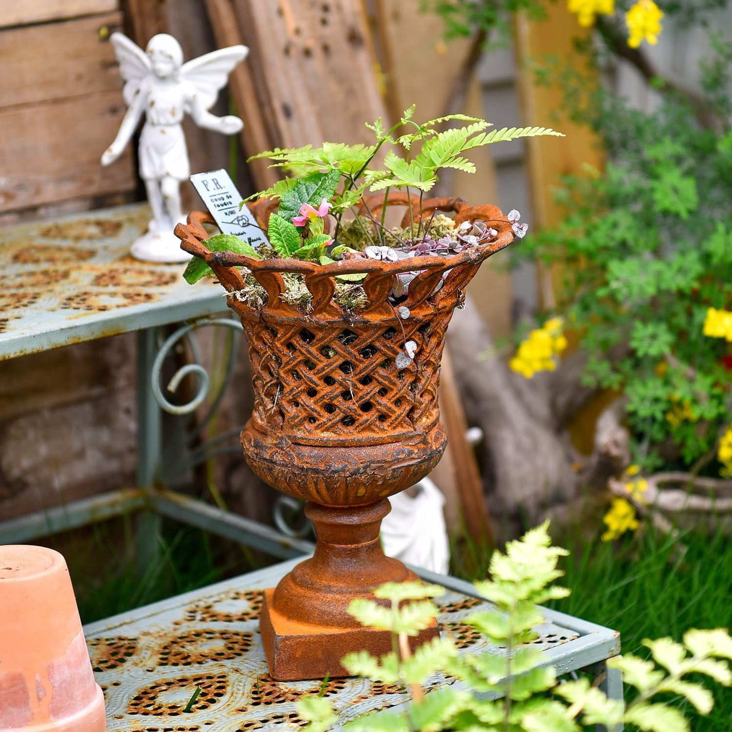 Heavy cast-iron pot POTS, beautiful hollow trophy designs, tall orchid ...