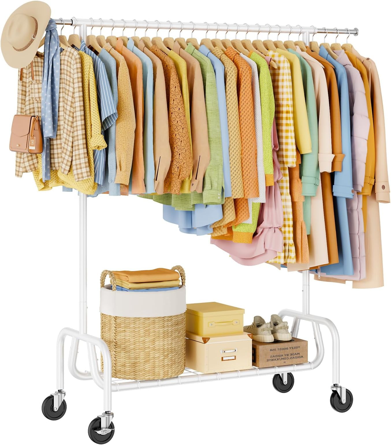Heavy-duty Clothing Rack with Wheels, Rolling Clothes Rack, Clothes ...