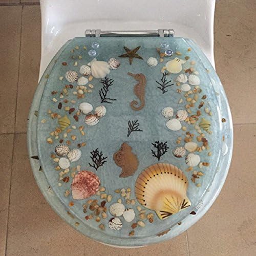 Heavy-duty Comfort seahorse and seashells design toilet lid seat and ...