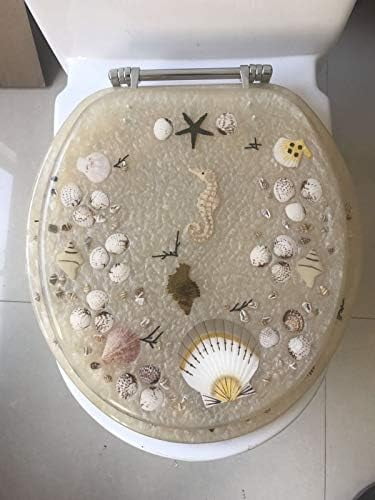 Heavy-duty Comfort seahorse and seashells design toilet lid seat and ...