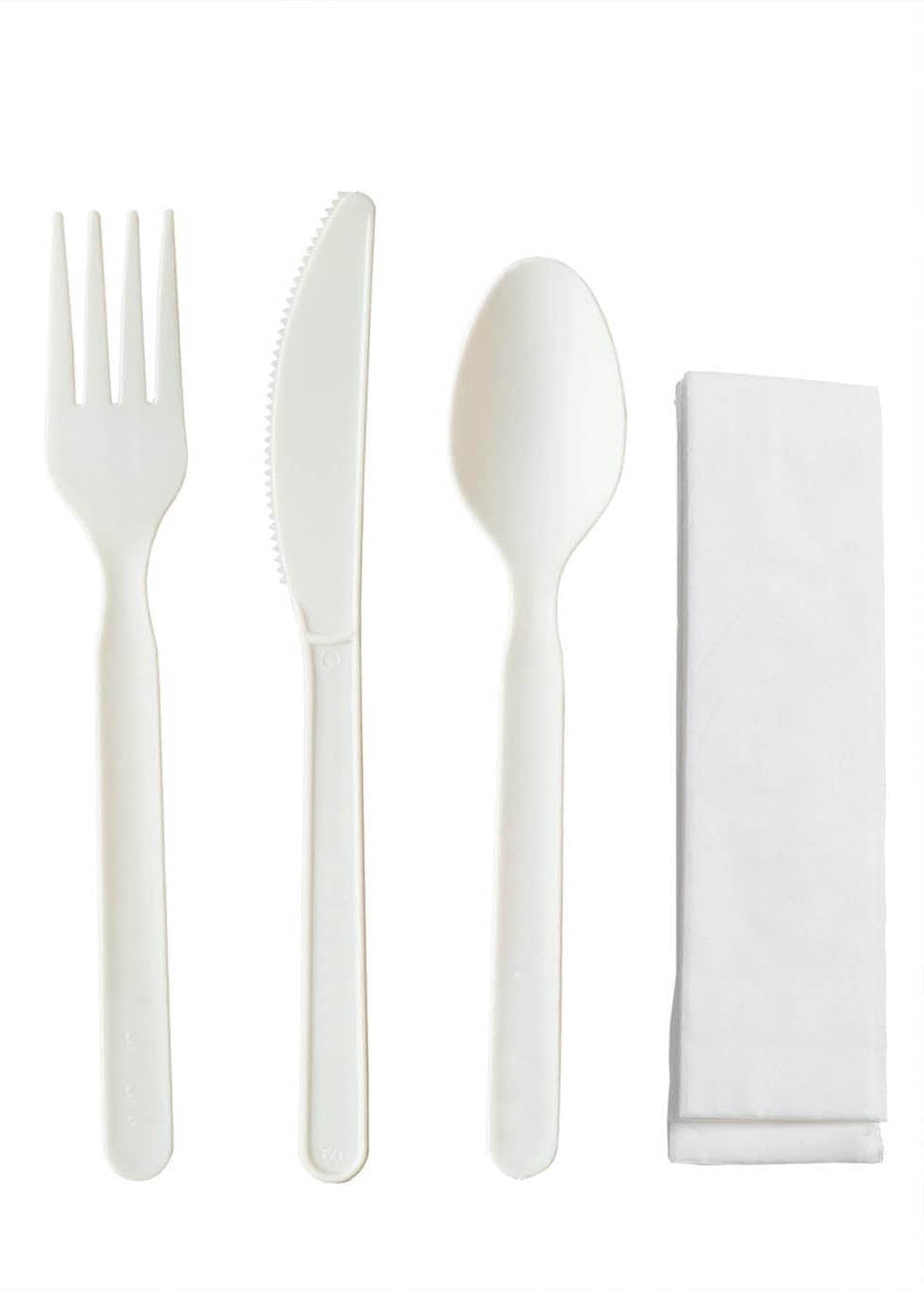 Heavy-duty Compostable Cutlery Kits, 200 Sets (Fork, Spoon, Knife ...