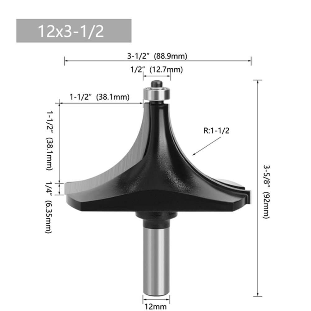 Heavy duty Corner Round Router Bit for Woodworking Projects 12mm Shank ...
