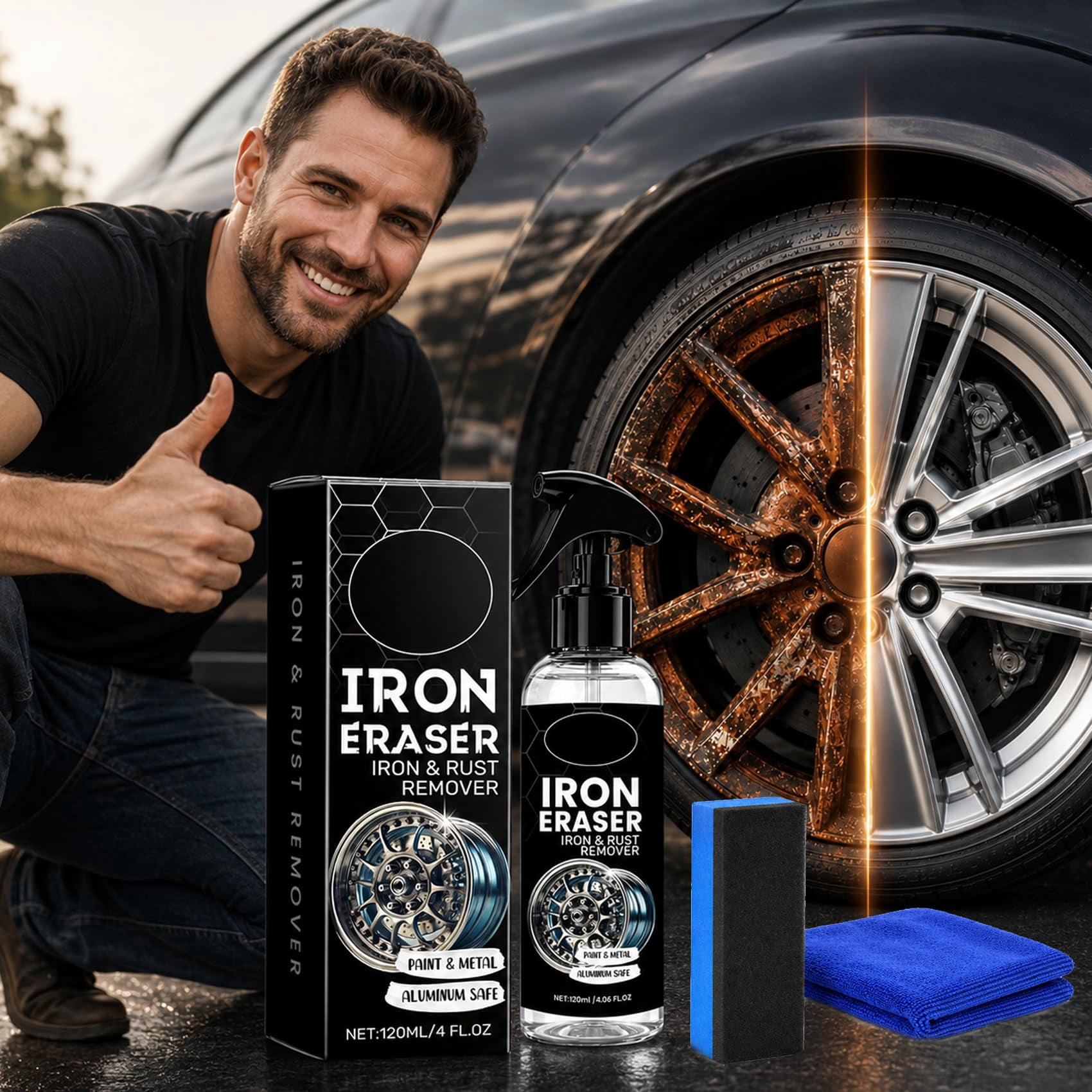 Heavy-duty Metal Rust Remover, Iron Powder Remover Spray for Car Wheels ...