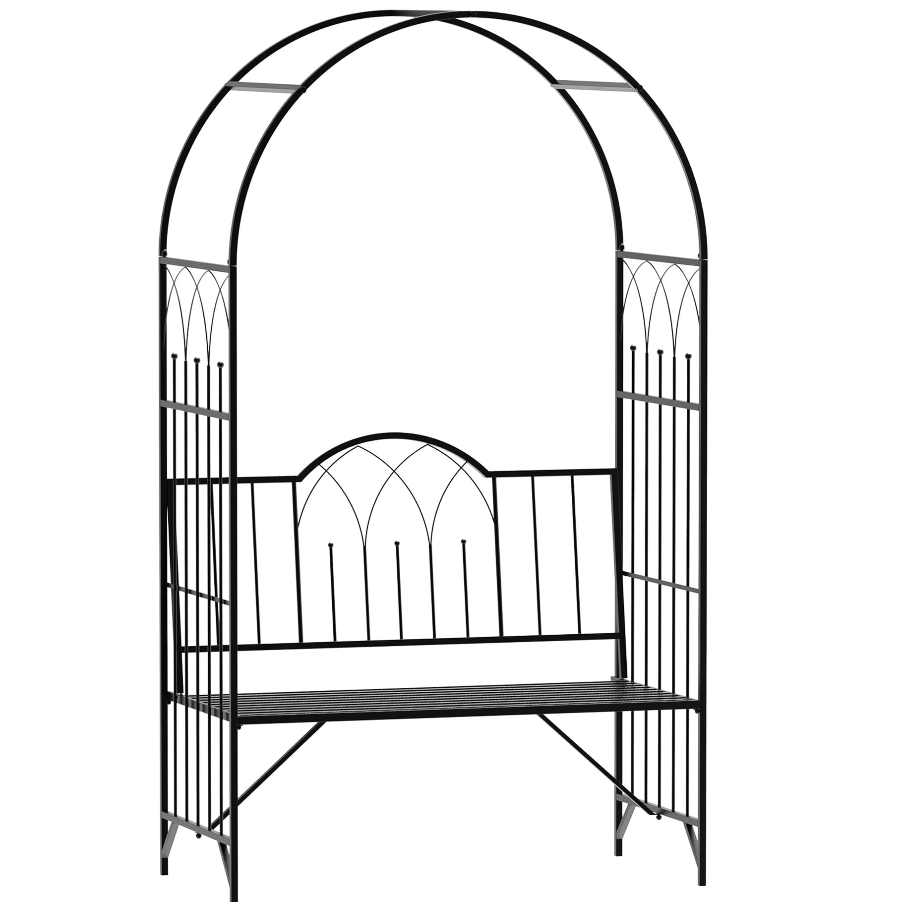 Heavy-duty Metal Trellis With Garden Bench - Decorate Yard, 484 Lbs ...
