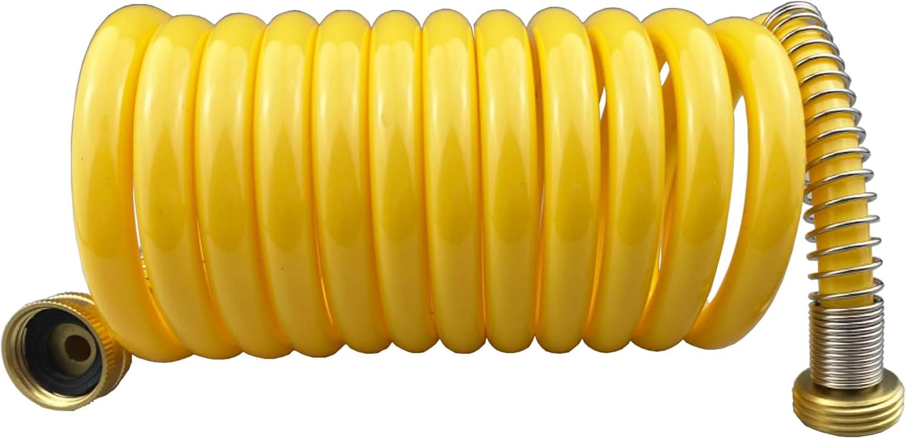 Heavy-duty PU Coil Hose, Self-Coiling Garden Hose with Solid Brass ...