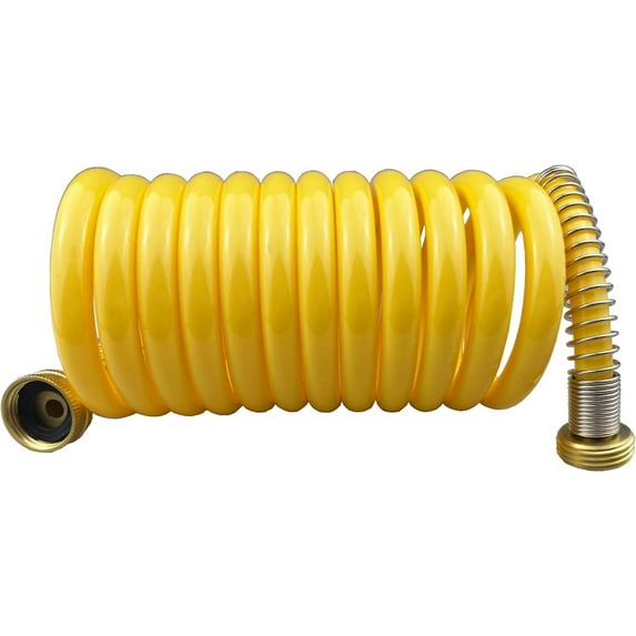 Heavy-duty PU Coil Hose, Self-Coiling Garden Hose with Solid Brass ...