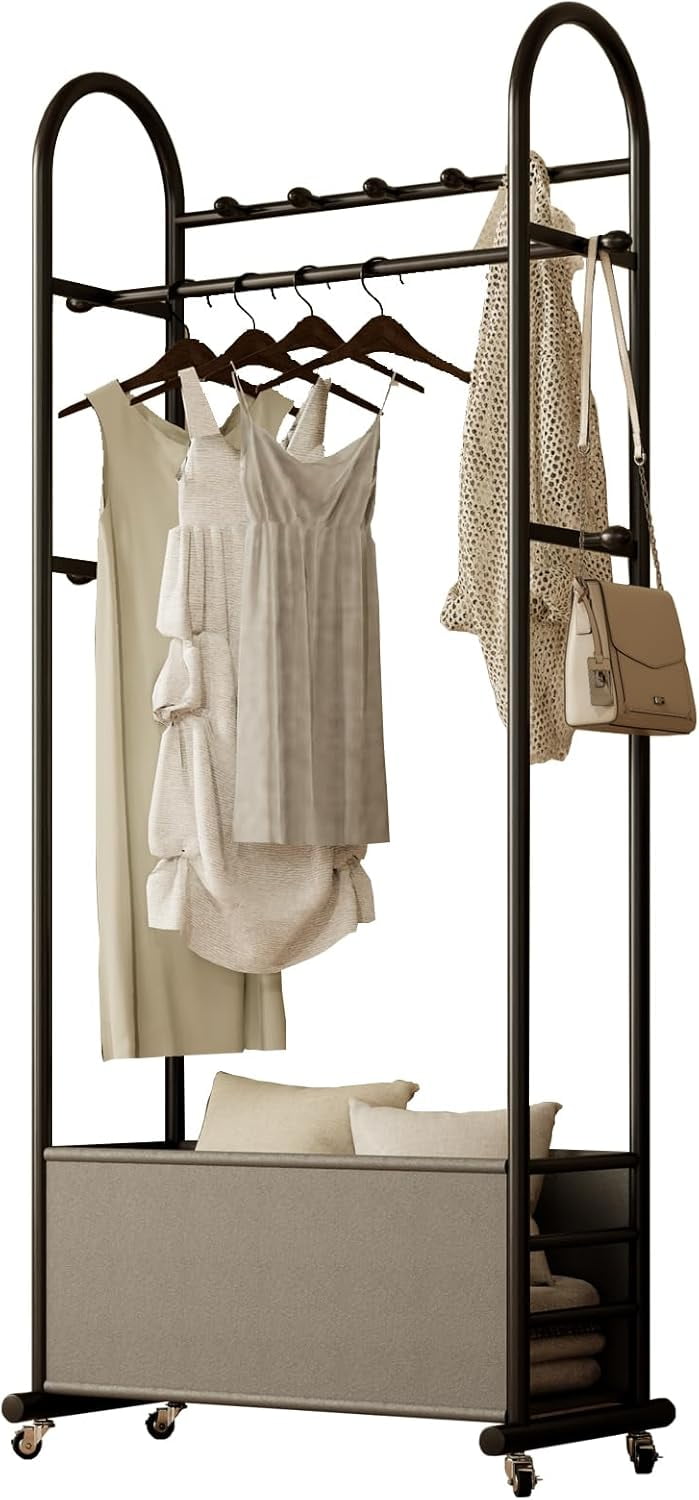 Heavy duty clothes Rack with wheels,Rolling clothing rack,Garment racks ...