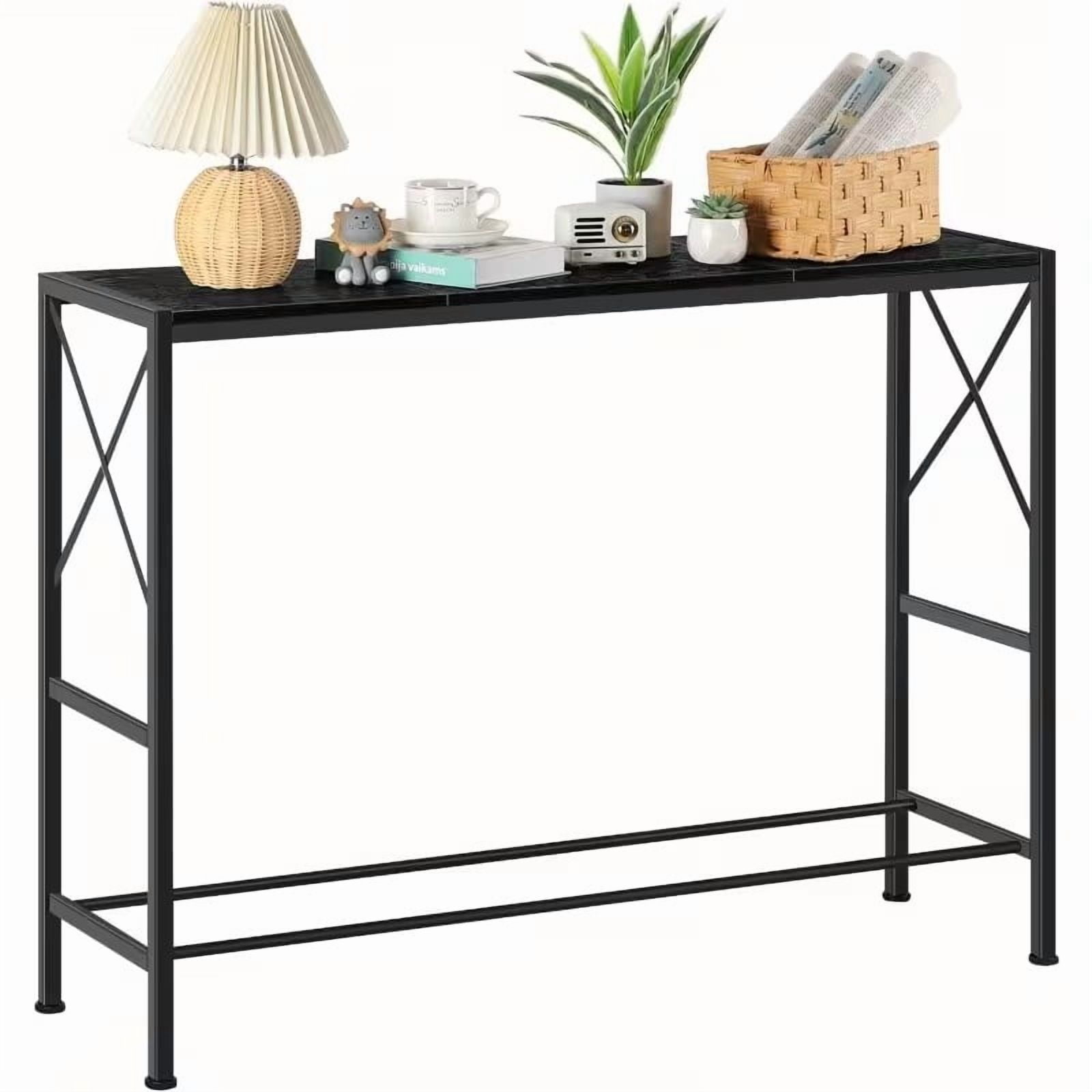 Heavy-duty industrial wooden console table, narrow adjustable sofa ...