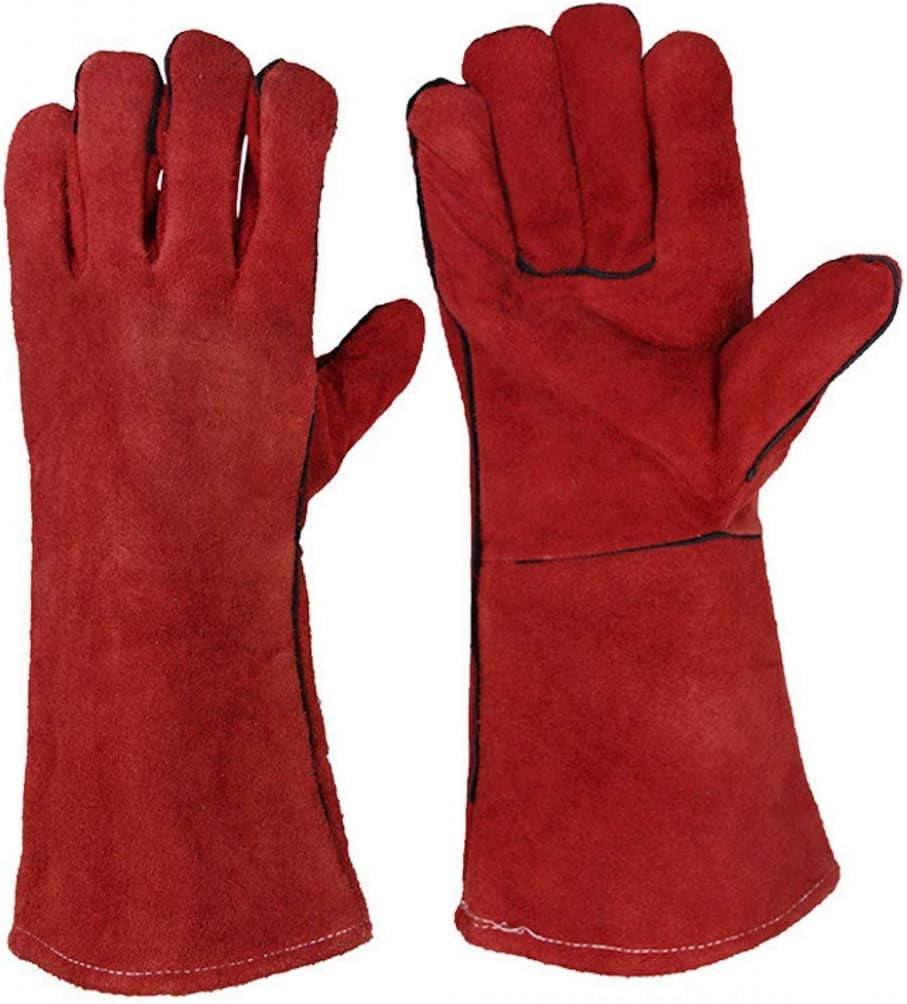 Heavy duty large leather heat resistant heat proof lined welders ...