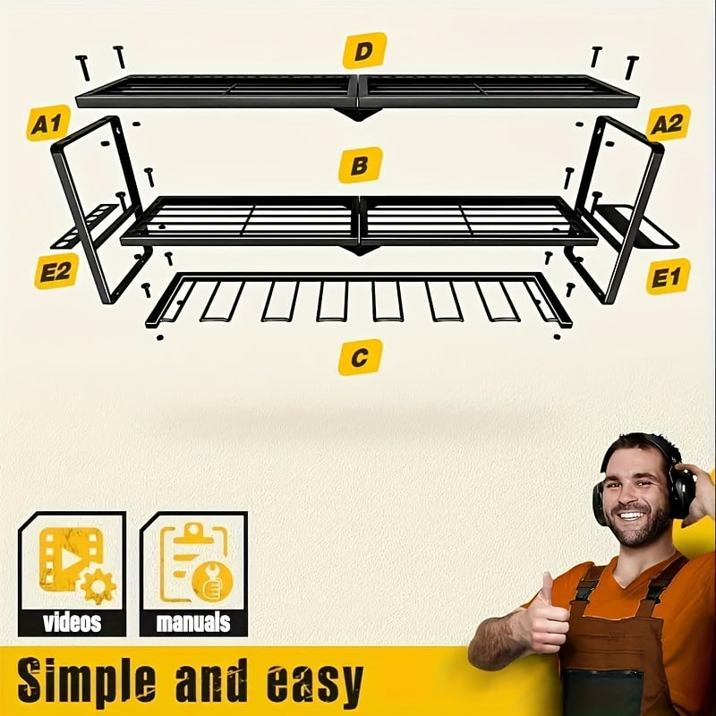 Heavy-duty metal wall-mounted drill bit storage rack - Garage ...
