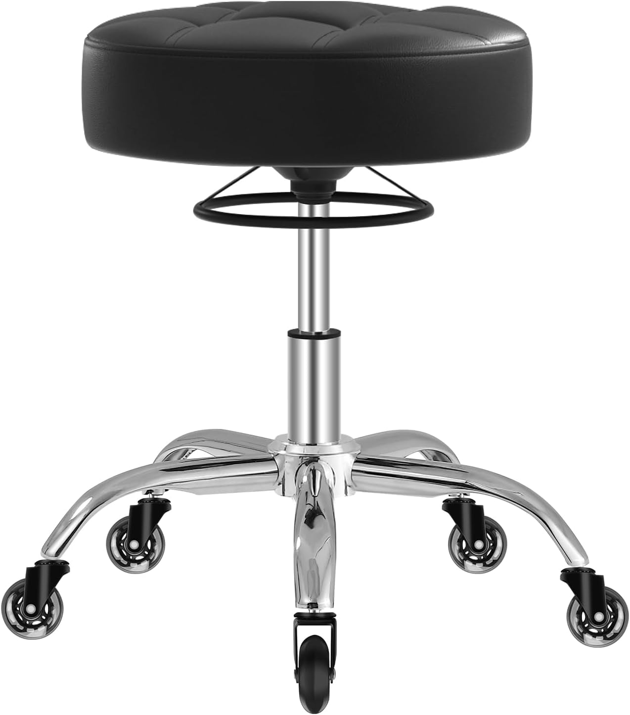 Heavy-duty mobile stool, height adjustable, quiet design, anti-tip ...