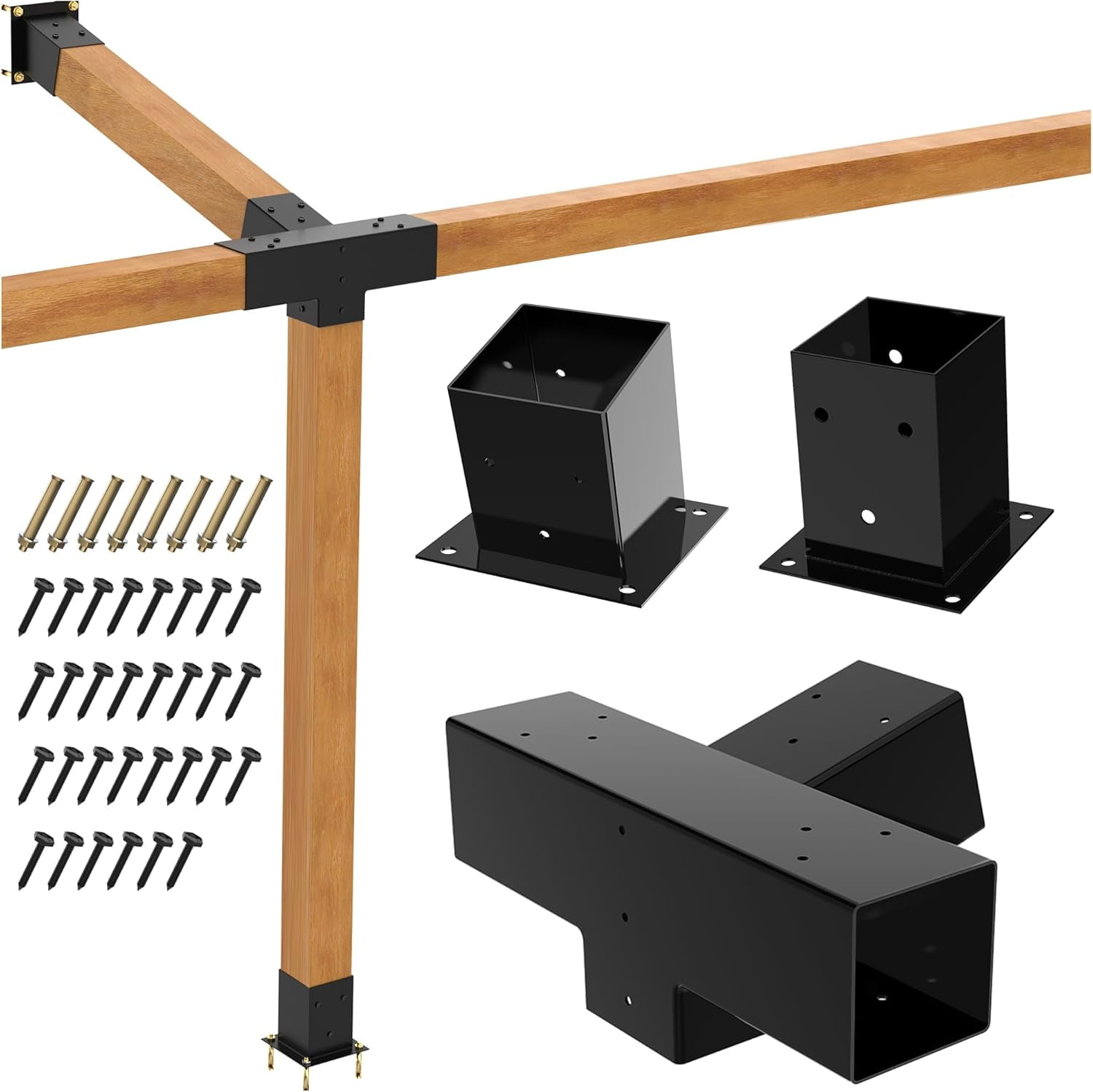 Heavy duty pergola kit with 3-way corner brackets for wood, DIY pergola ...