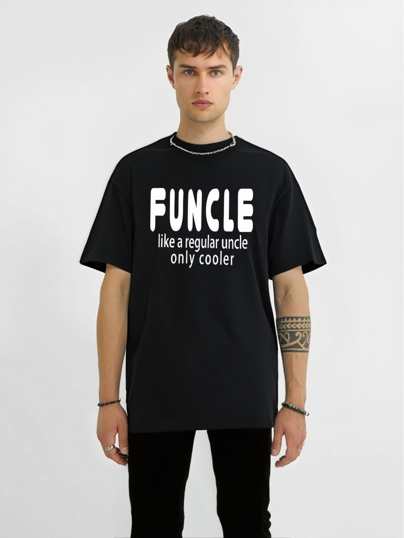 Heavyweight Cotton T-shirts,Funcle" Themed Men's T-Shirt - Beige ...