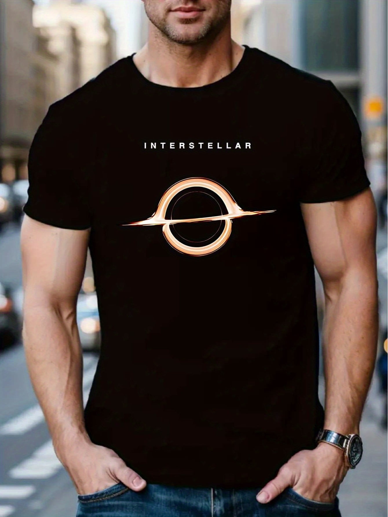 Heavyweight Cotton T-shirts,Interstellar Black Hole Graphic Tee - Soft Cotton, Breathable ...