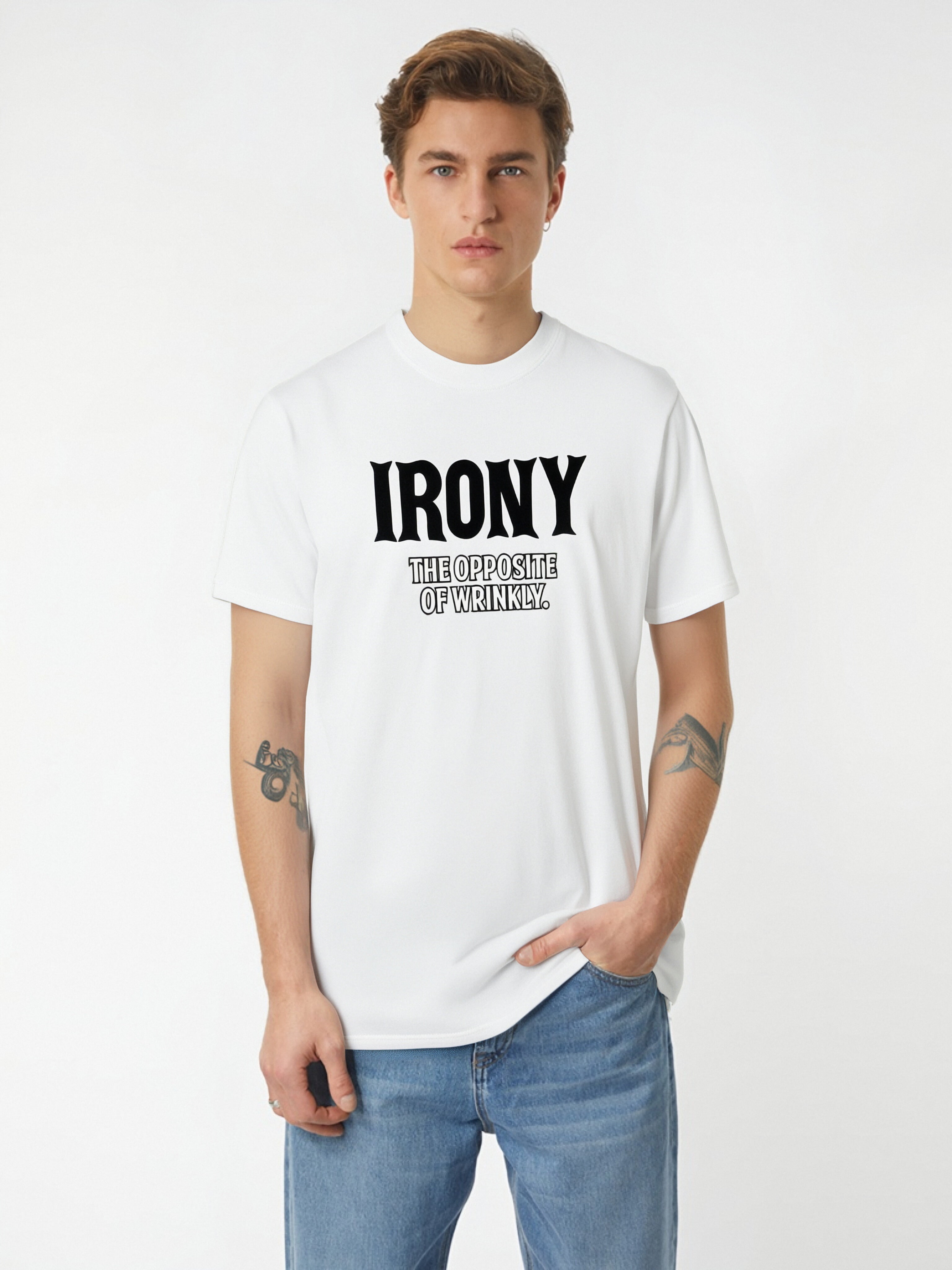 Heavyweight Cotton T-shirts,Irony Opposite Of Wrinkly Sarcasm Laughs ...
