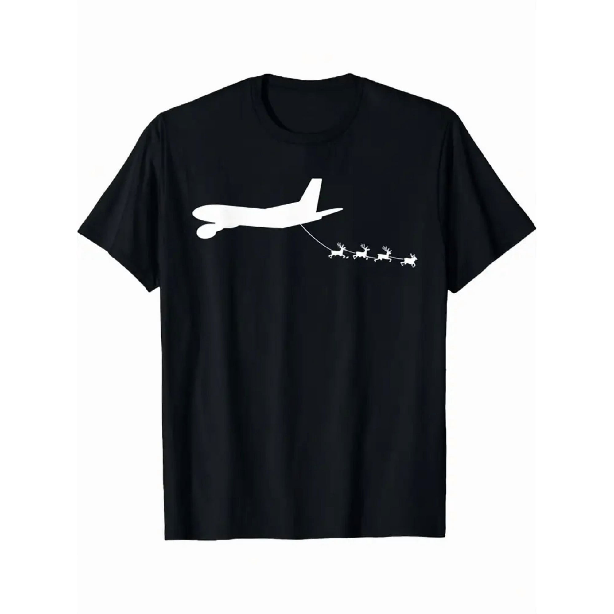 Heavyweight Crew Neck T-Shirt, Soft Stretch Minimalist Airplane Graphic ...