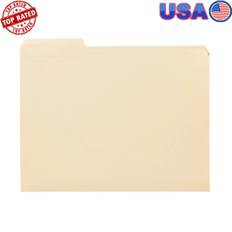 Heavyweight File Folders 1/3 Cut Manila Letter 25 Pack Organize ...
