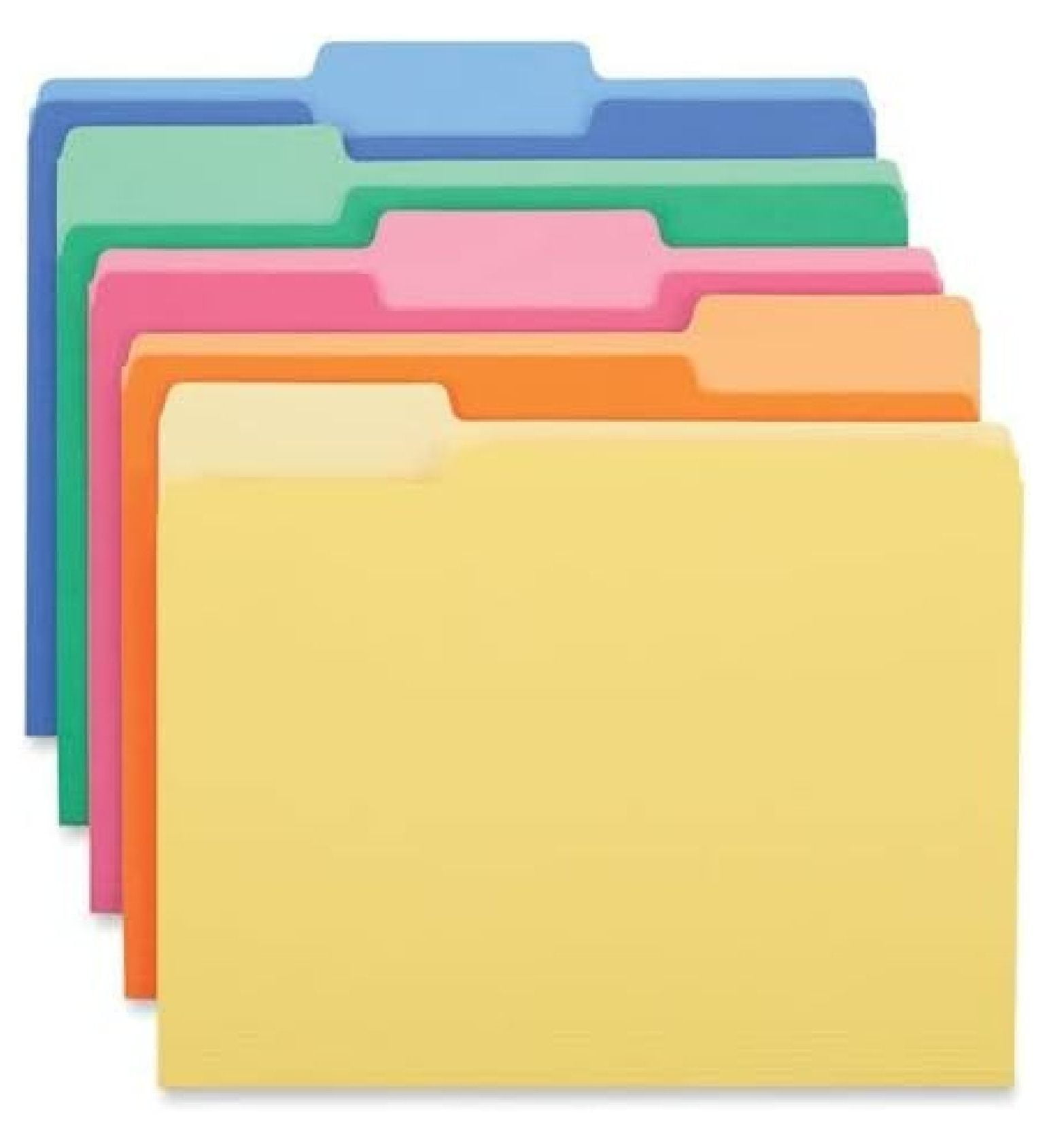 Heavyweight File Folders, 1/3 Cut One-Ply Top Tab, Letter, Assorted, 50 ...