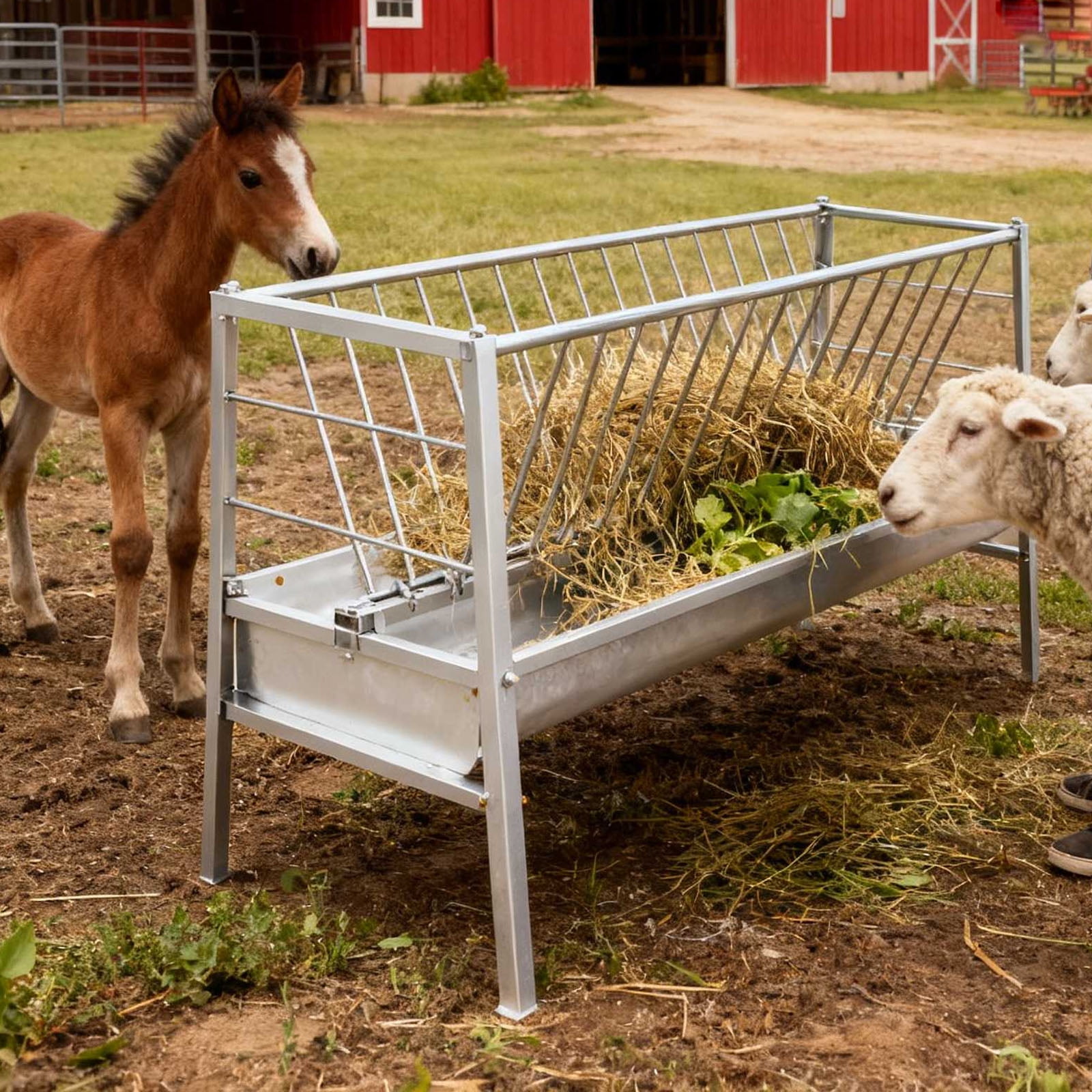 Heavyweight Galvanized Steel Feeder, Dual-Zone 77Gal Capacity ...