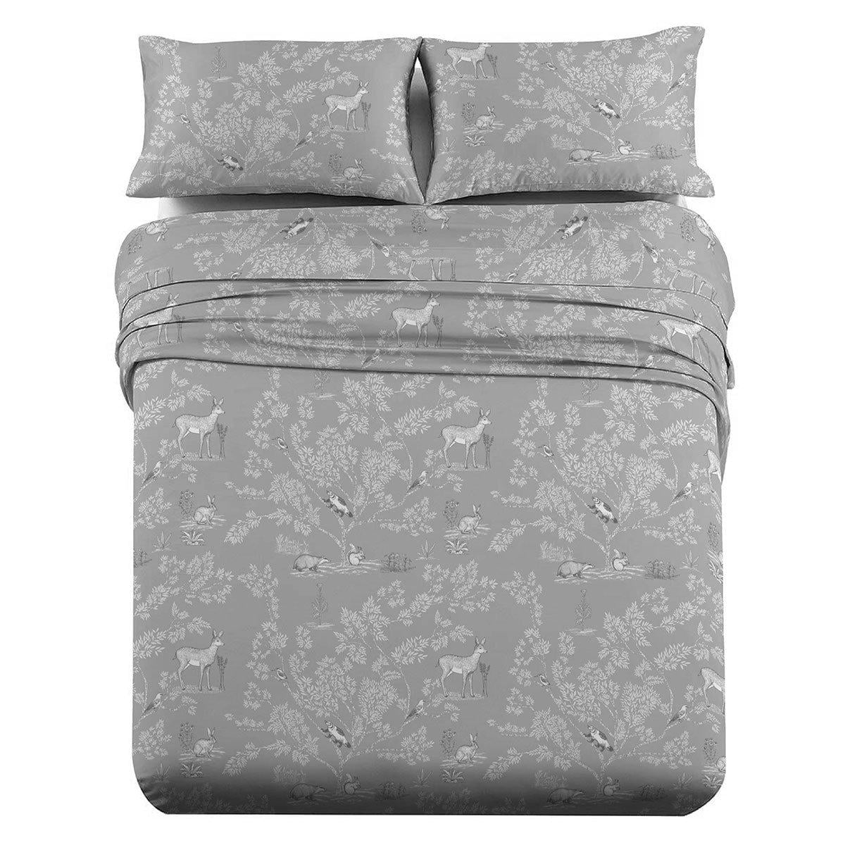 Heavyweight Printed Flannel Sheets 170GSM - Full - Pen Drawing Deer ...