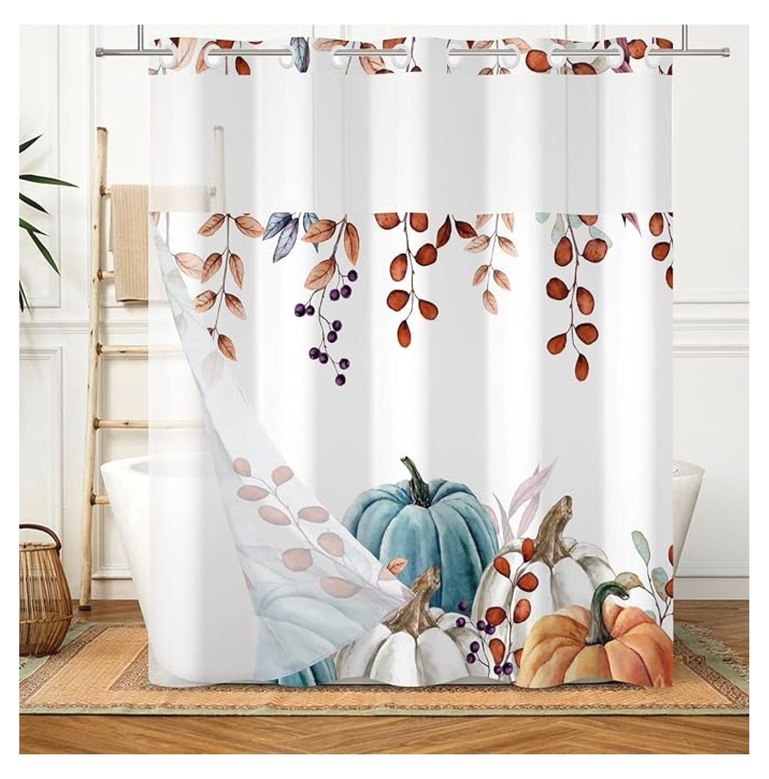 Heavyweight No Required Fall Shower Curtain with Snap in Liner - Hotel ...