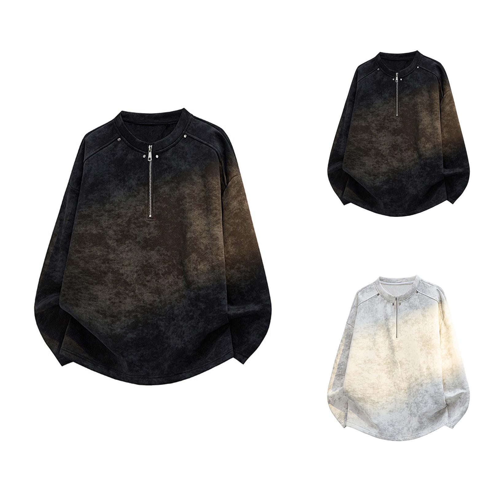 Heavyweight Tie Dye Sweatshirts for Men Winter Long Sleeve Half Zip ...