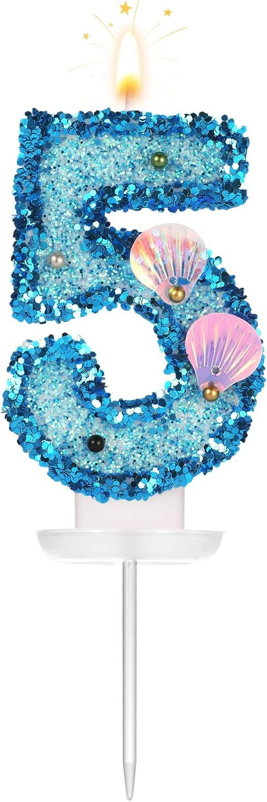Hebalg 3 Inch Shell Birthday Number Candle, Glitter Number Candle Cake ...