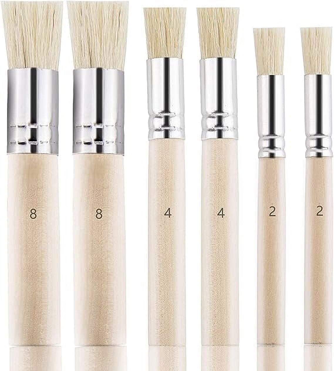 Hebalg 6Pcs Wooden Stencil Brushes, Natural Bristle Stencil Brushes for ...