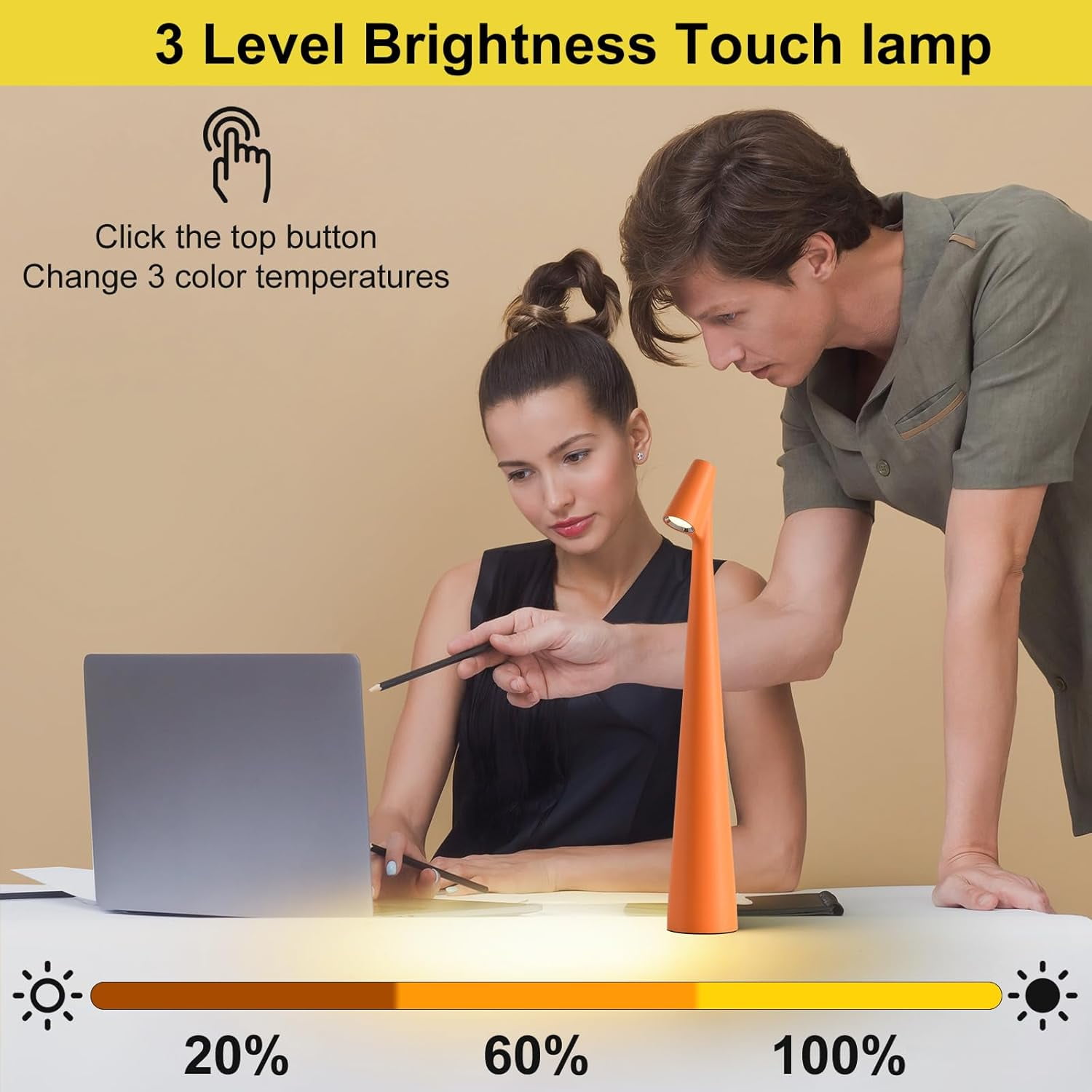 Hebangya Cordless Small Table Lamps Set of 2, 3 Levels Brightness ...