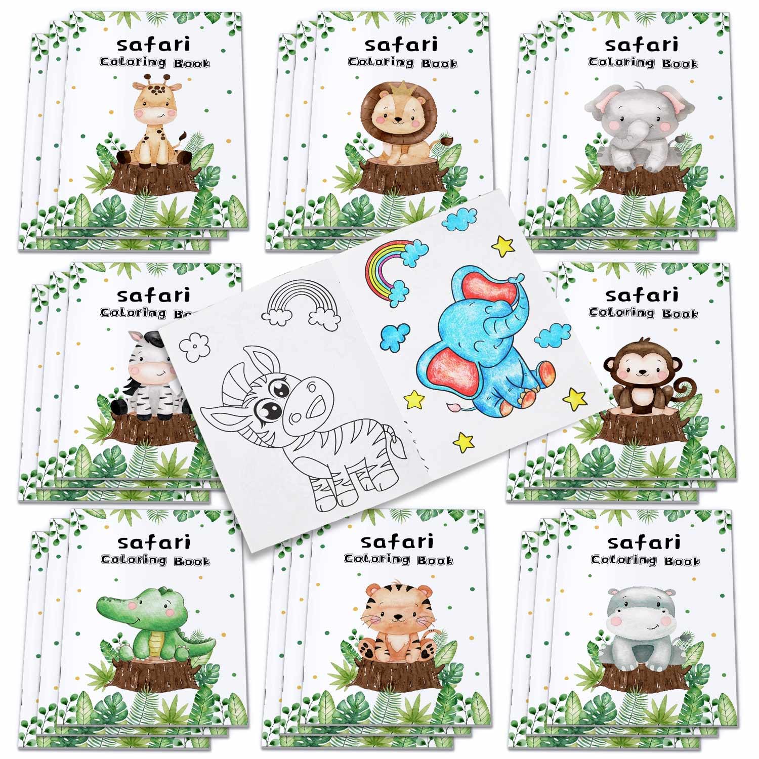 Heboland 24Pcs Jungle Safari Animals Coloring Books Bulk, DIY Coloring ...