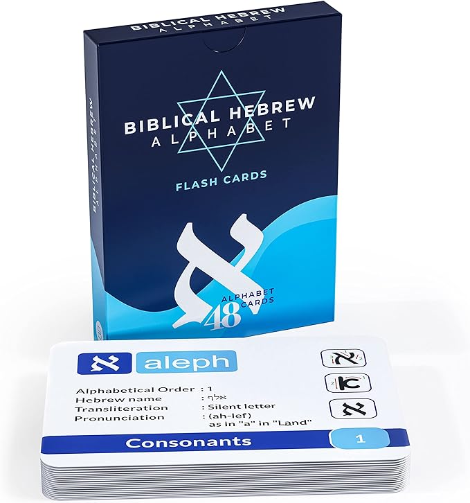 Hebrew Biblical Alphabet Flash Cards – Alef Bet 48 Letter Educational ...