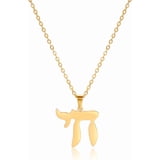 Hebrew Chai Necklace for Women Stainless Steel Classic Hebrew Sign of ...