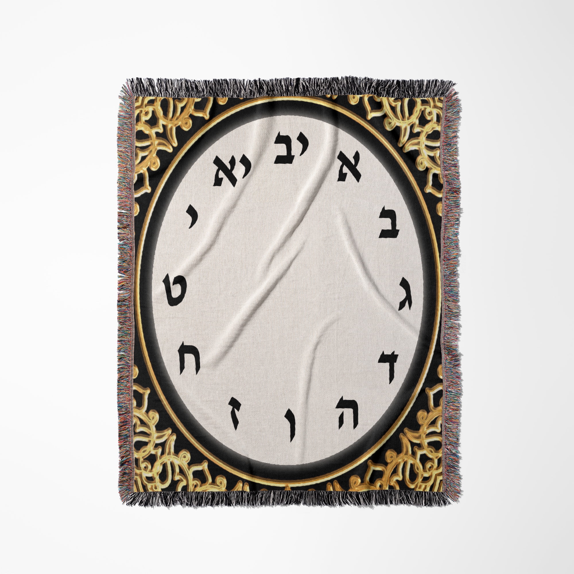 Hebrew Numbers Clock Face - Aleph Bet Numerals Black And Gold Graphic ...