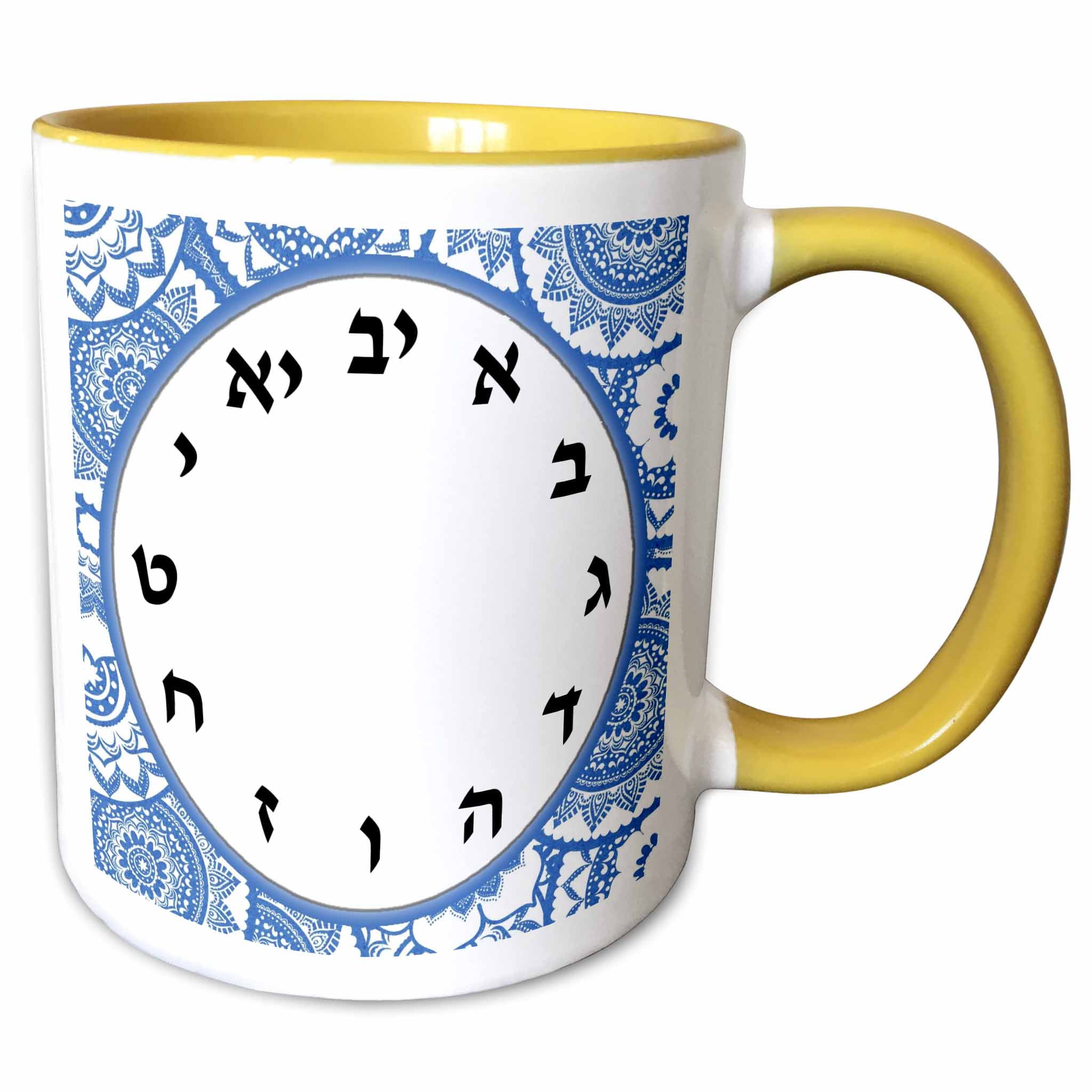 3drose, Hebrew Numbers Clock Face - Aleph Bet Numerals - Blue and White ...