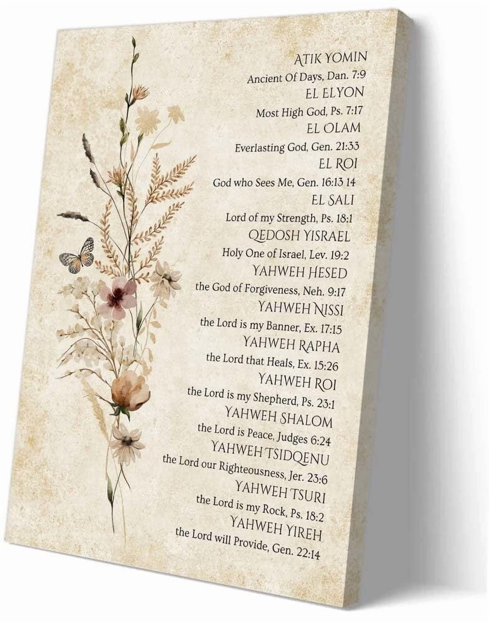 Hebrew Wall Art Names of God Posters Decorative Bedroom poster ...