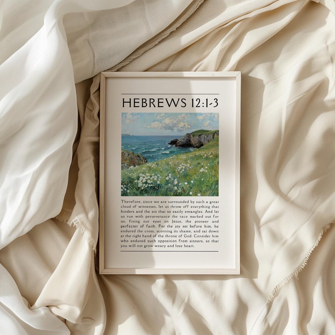 Hebrews 12 Christian Wall Art, Christian Quote Minimalist Poster, Bible ...