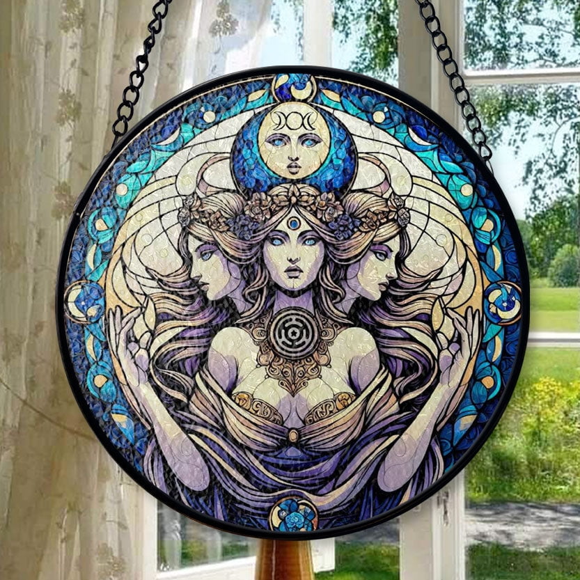 Hecate Stained Glass SunCatcher Triple Goddess Hekate Window Hanging ...