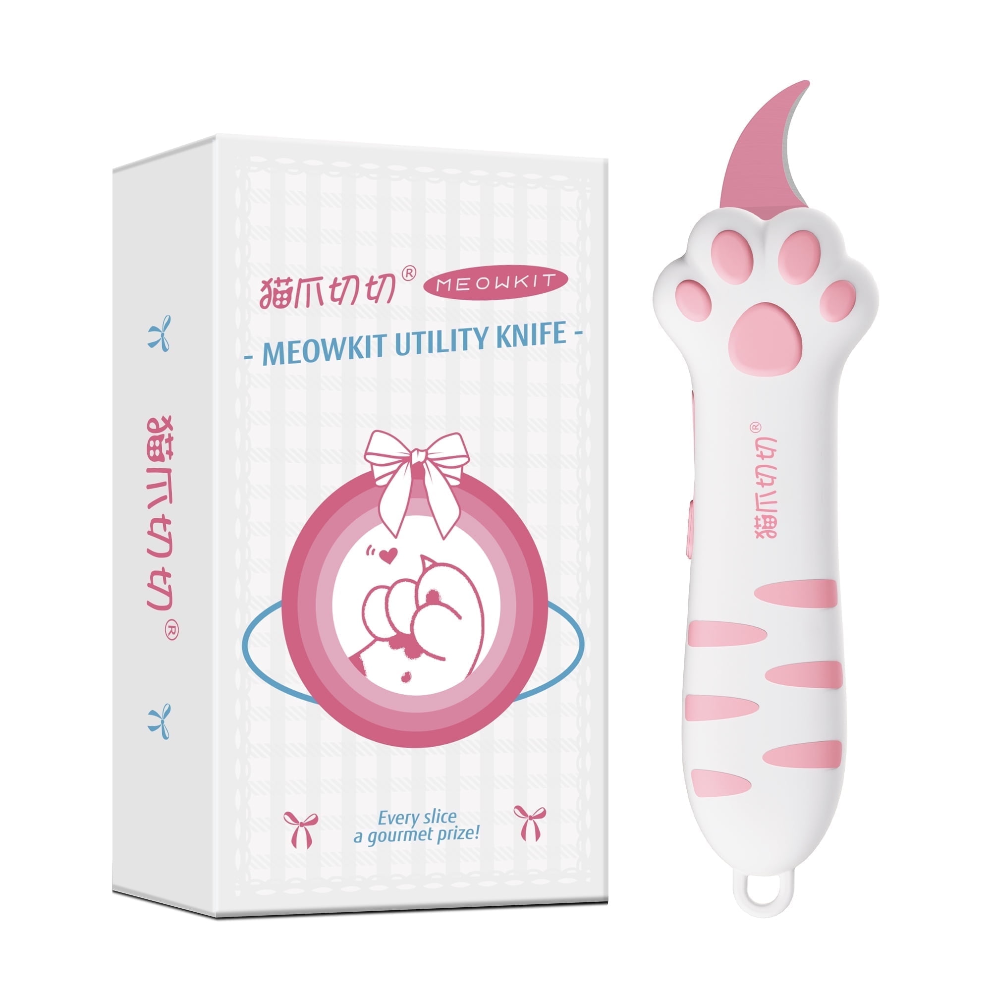 meowkit, Cat Paw Box Cutter, Pink and Black, Safety Retractable Craft ...